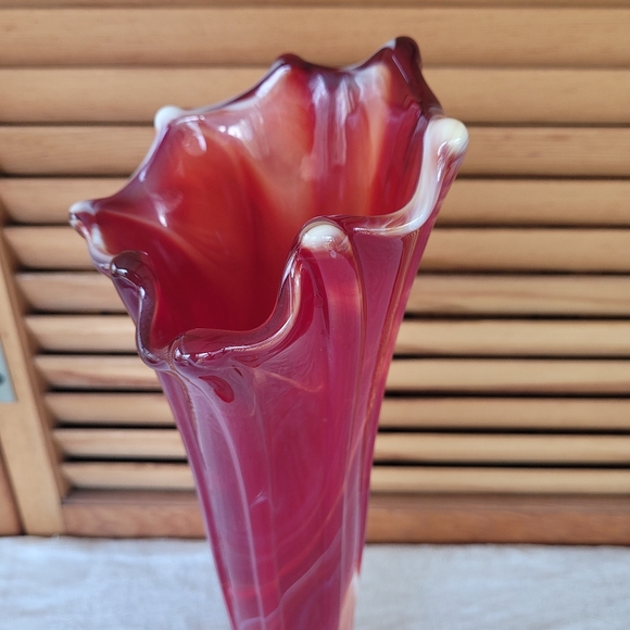 Vintage | Accents | Vintage Red Slag Glass 2 Swung Vase | Poshmark
